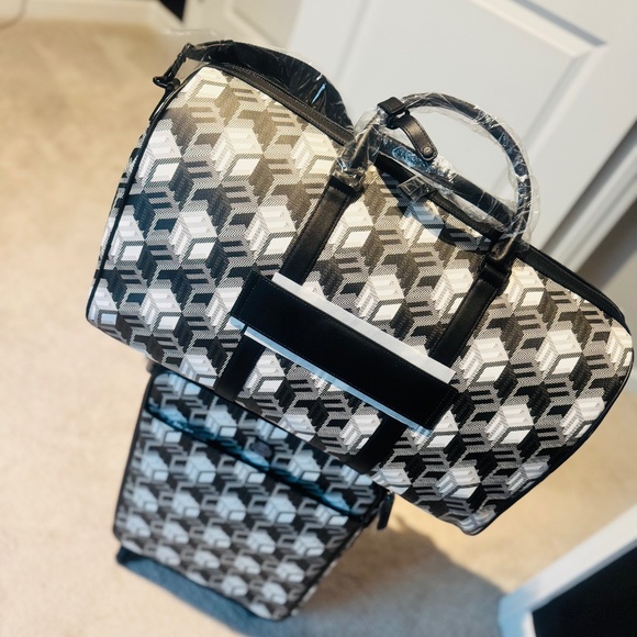 MCM | Other | Brand New Mcm Blackwhite Cubic Monogram Canvas Luggage ...